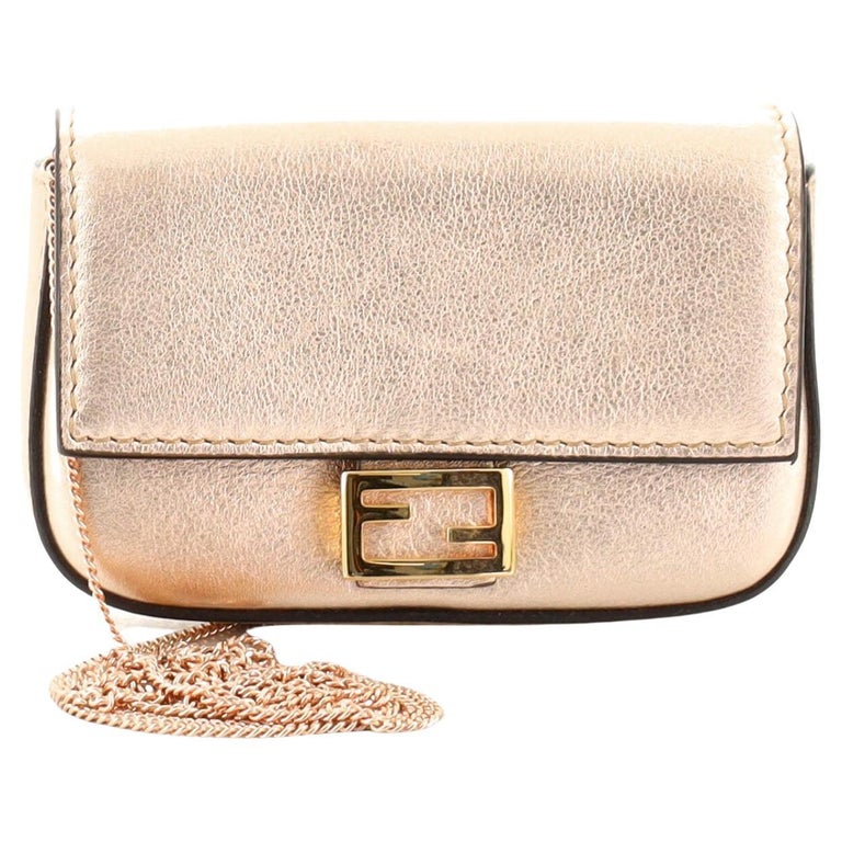 Fendi Chain Baguette Charm Bag Leather Nano at 1stDibs