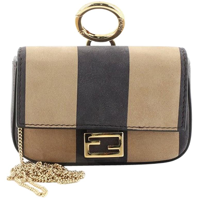 Fendi Chain Baguette Charm Bag Pequin Striped Nubuck Nano at 1stDibs ...
