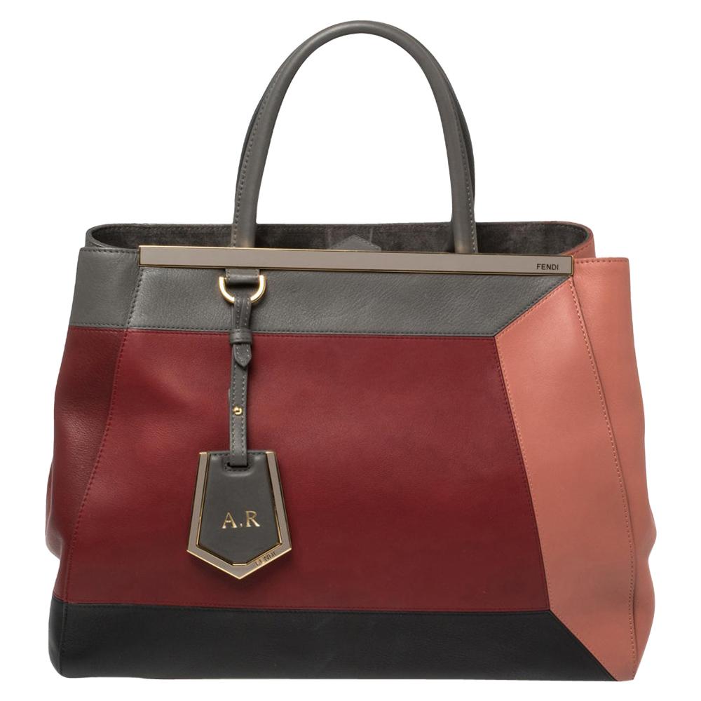 Fendi Color Block 2Jours Handbag Leather Medium at 1stDibs