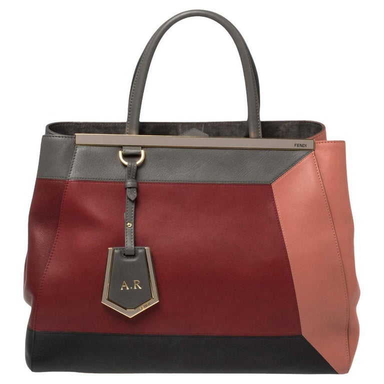 Fendi Colorblock Leather Medium Sac 2jours Elite Tote For Sale at 1stDibs