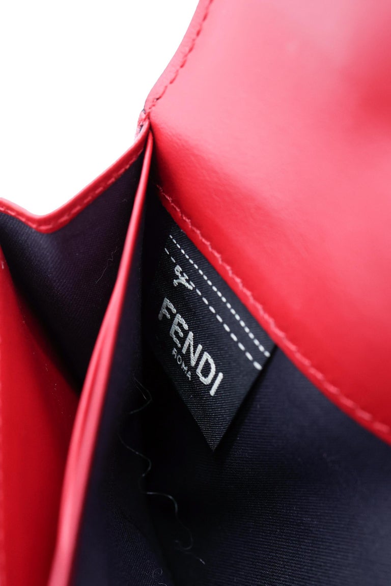 Fendi Continental Red Leather Embossed Wallet, 2020. For Sale at 1stDibs