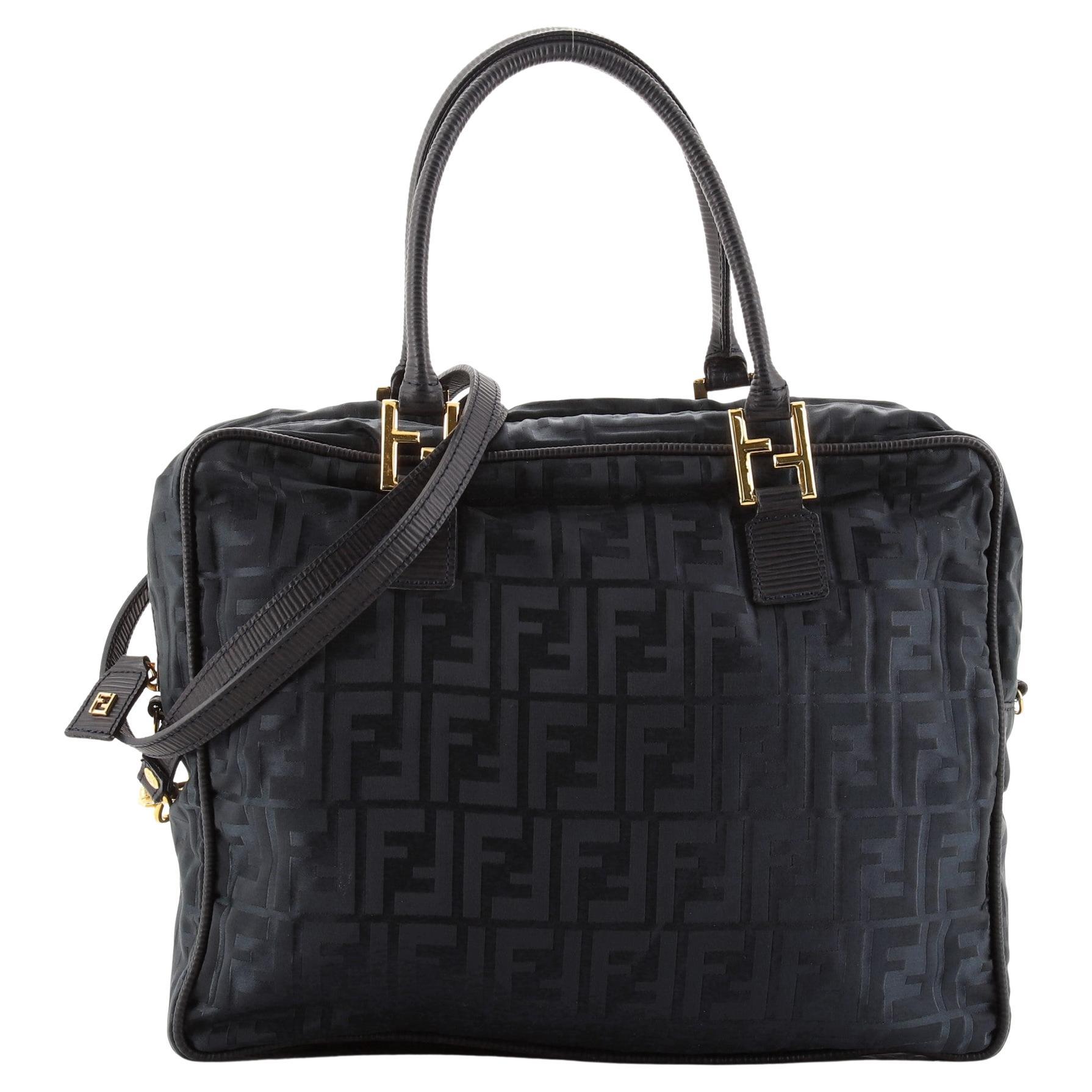 Fendi Vintage Gray Canvas Retractable Handles Briefcase Work Bag at 1stDibs