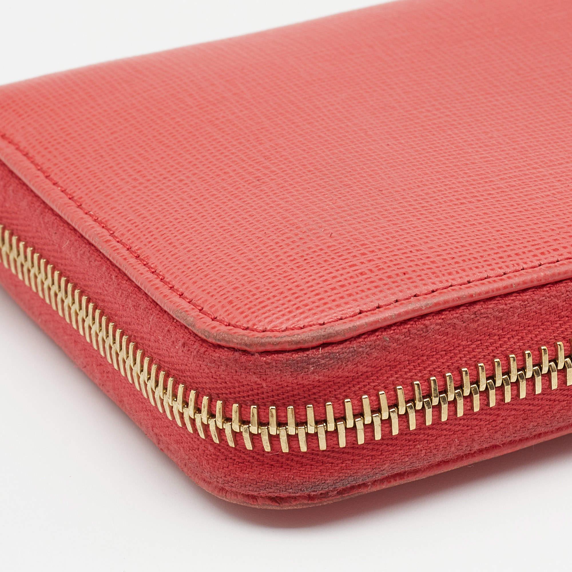 Fendi Coral Leather Crayons Zip Around Wallet For Sale at 1stDibs