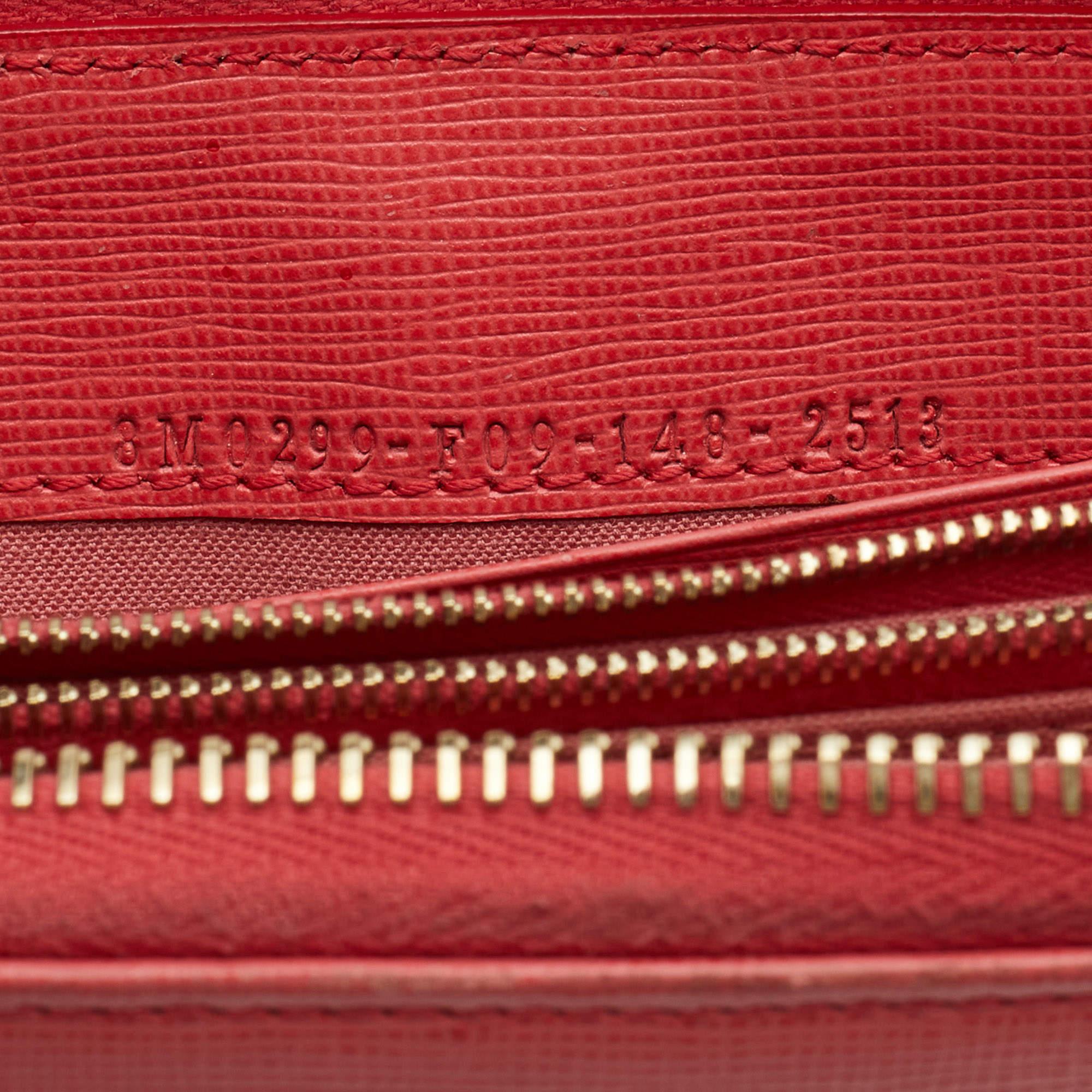 Fendi Coral Leather Crayons Zip Around Wallet For Sale at 1stDibs