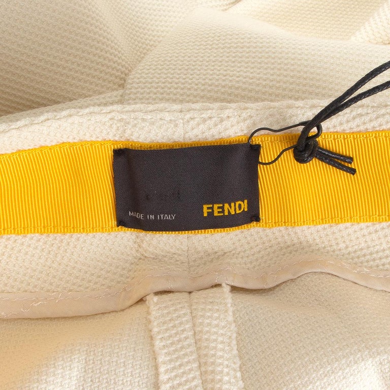 FENDI cream cotton TEXTURED STRAIGHT LEG Pants 42 M For Sale at 1stDibs