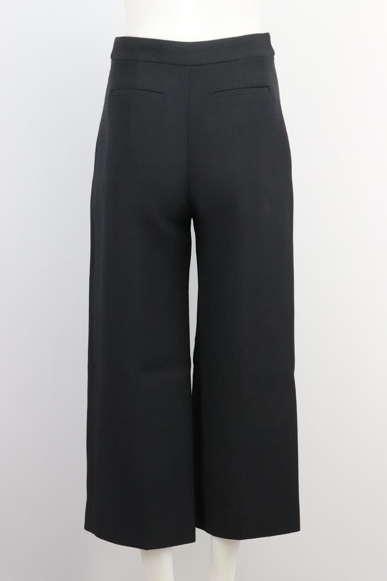 Fendi Cropped Wool And Silk Blend Wide Leg Pants It 38 Uk 6 For Sale at ...