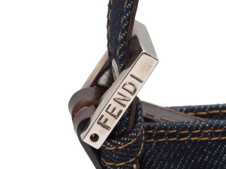 Fendi Dark Blue and Multicolor Denim Beaded Baguette Bag For Sale at ...