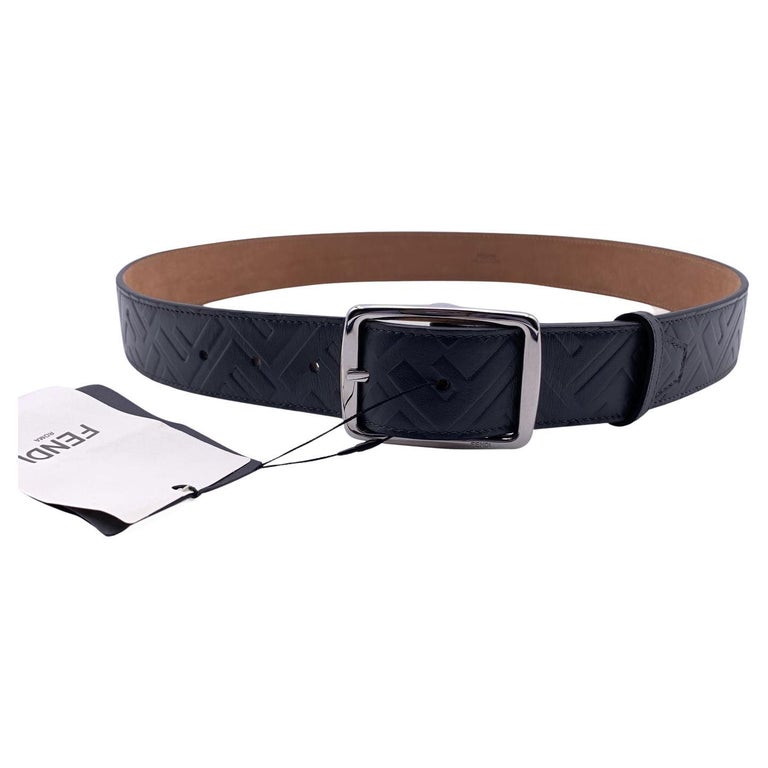Fendi Dark Grey Leather Embossed FF 1974 Zucca Belt Size 90/36 For Sale ...