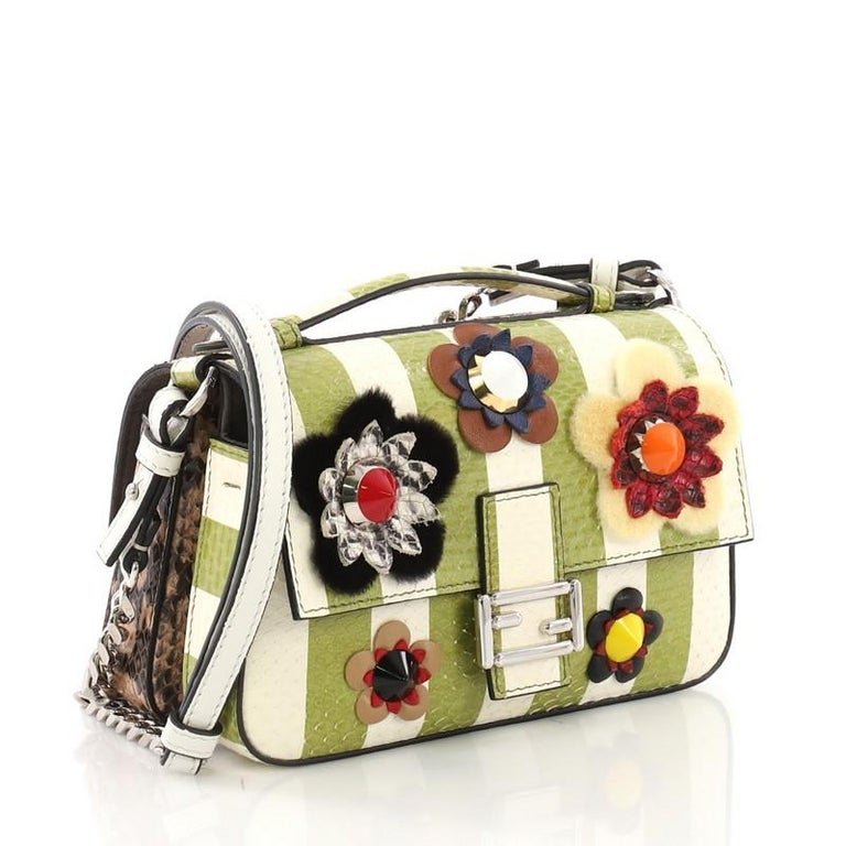 Fendi Double Baguette Flowerland Crossbody Bag Python Micro at 1stDibs