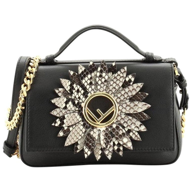 Fendi Double Kan I F Baguette Embellished Leather with Python Micro at ...