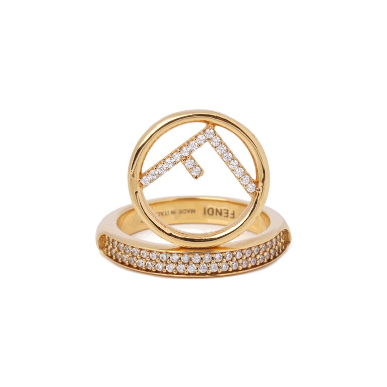 Fendi F Crystal Band Ring For Sale at 1stDibs