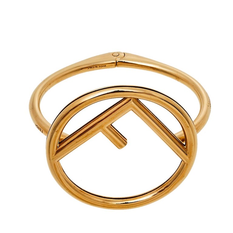 Fendi F Is Fendi Gold Tone Cuff Bracelet M at 1stDibs