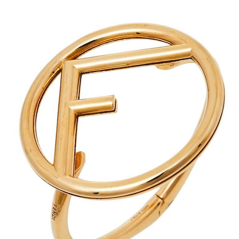 Fendi F Is Fendi Gold Tone Cuff Bracelet M at 1stDibs