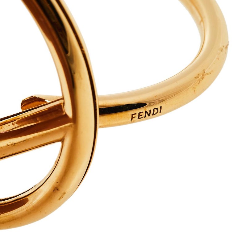 Fendi F Is Fendi Gold Tone Cuff Bracelet M at 1stDibs