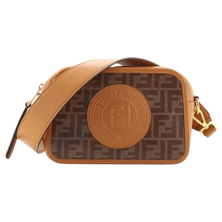 Fendi F is Fendi Logo Stamp Camera Bag Zucca Coated Canvas Small at 1stDibs