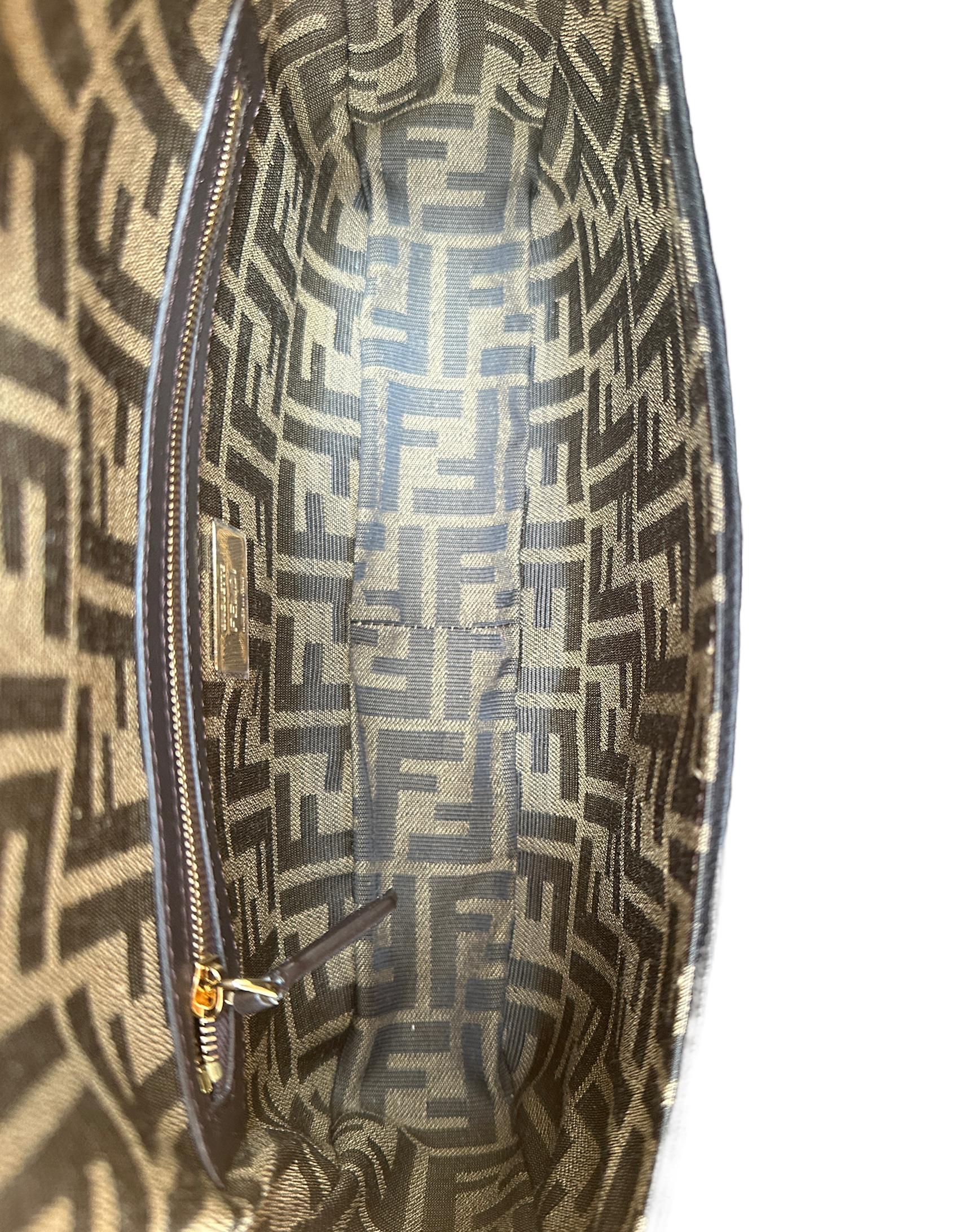 Fendi Fabric Monogram Jacquard FF Baguette NM Bag w/ Two Straps For Sale at 1stDibs