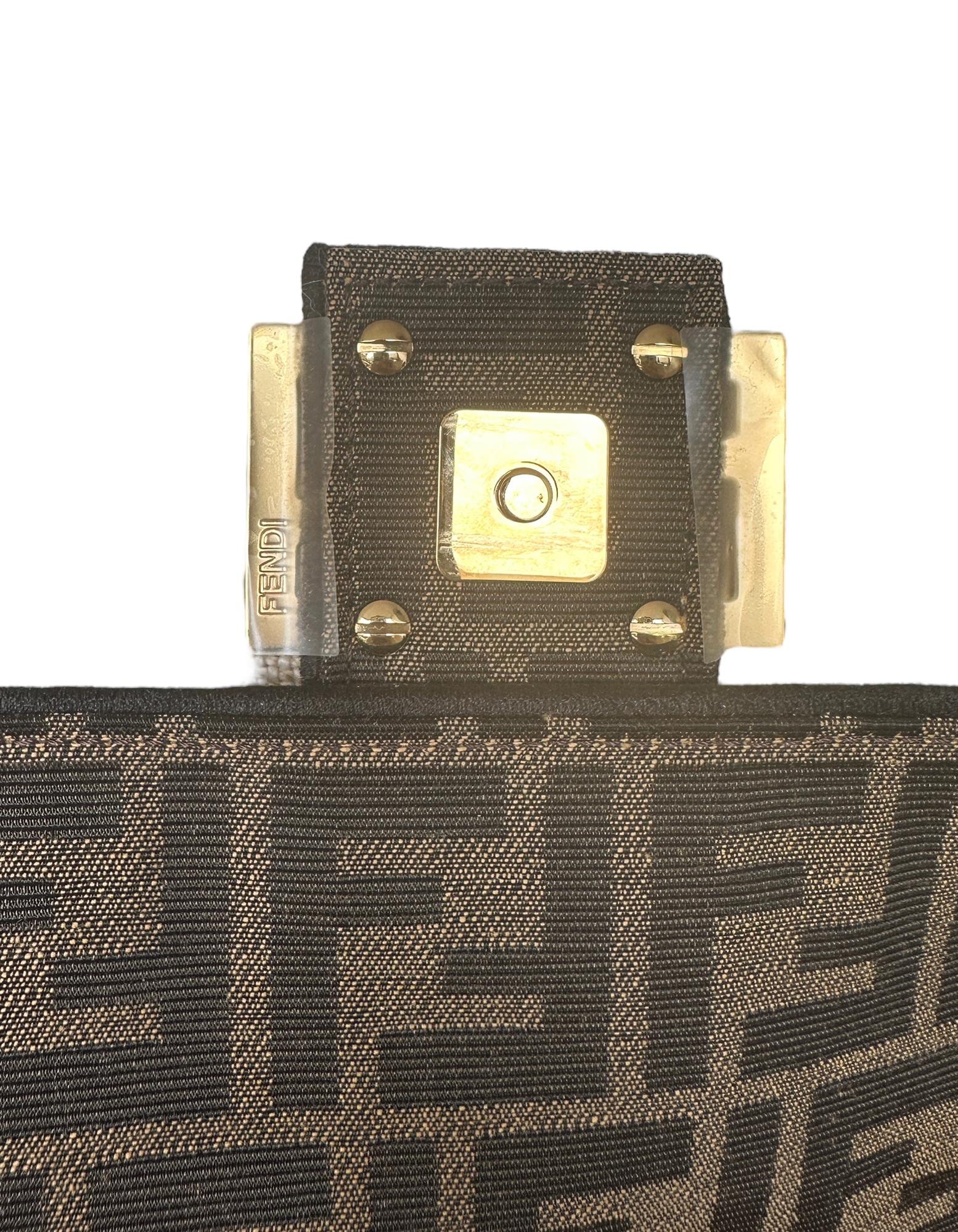 Fendi Fabric Monogram Jacquard FF Baguette NM Bag w/ Two Straps For Sale at 1stDibs