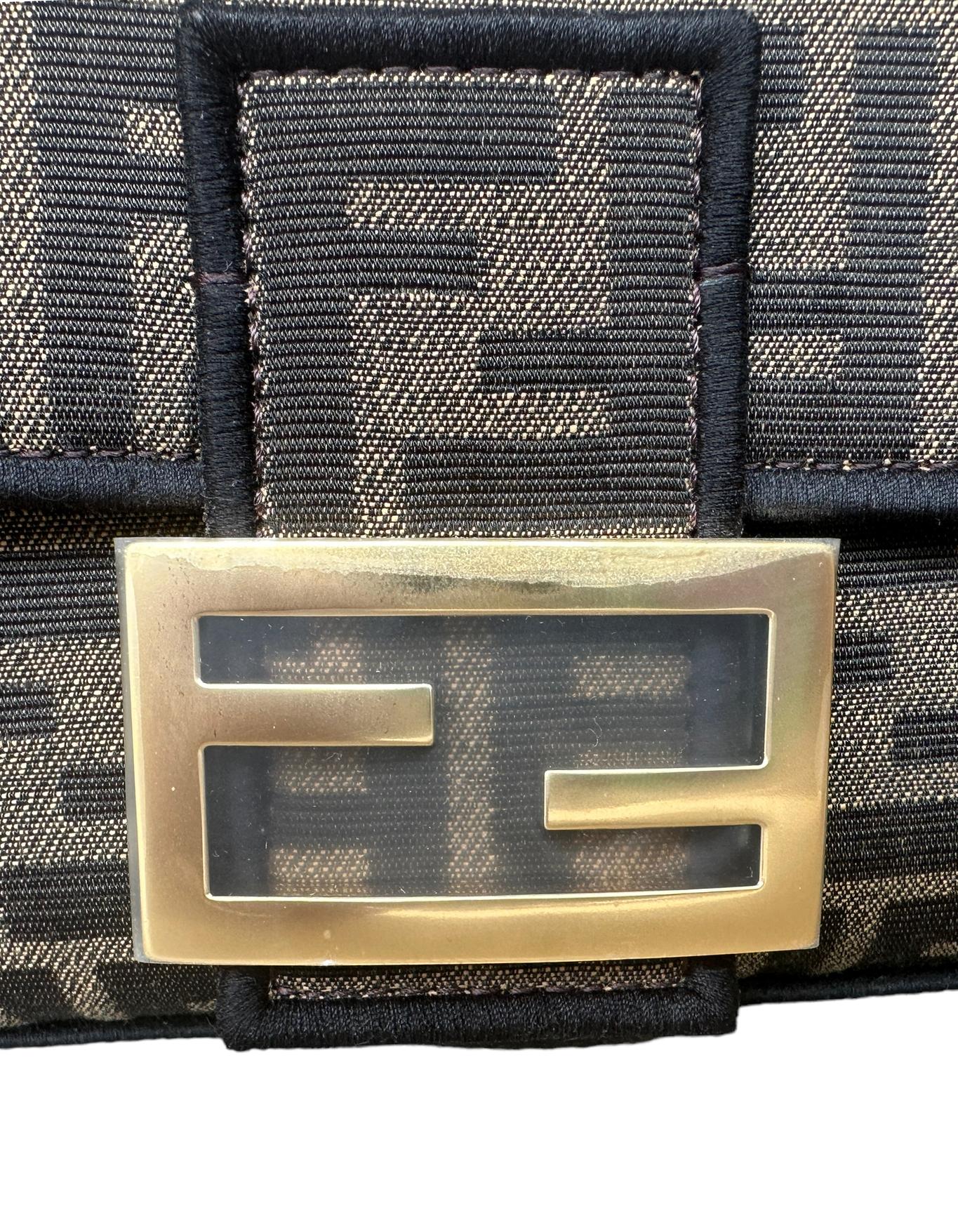 Fendi Fabric Monogram Jacquard FF Baguette NM Bag w/ Two Straps For Sale at 1stDibs
