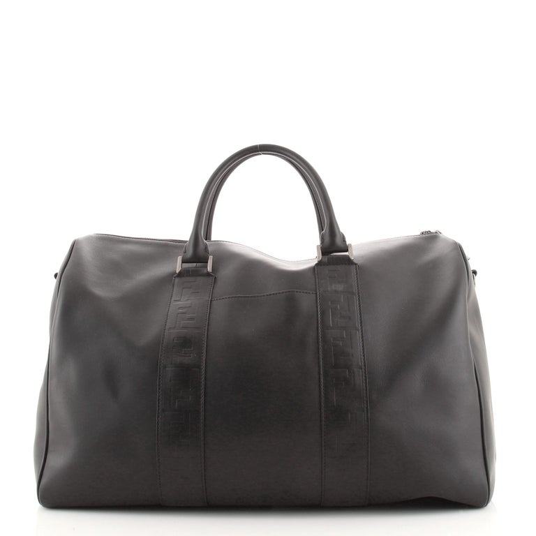 Fendi FF Duffle Bag Leather with Embossed Detail Large For Sale at 1stDibs