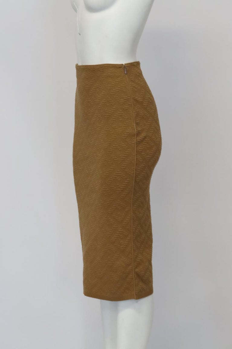 Fendi Ff Jacquard Stretch Knit Midi Skirt It 38 Uk 6 For Sale at 1stDibs