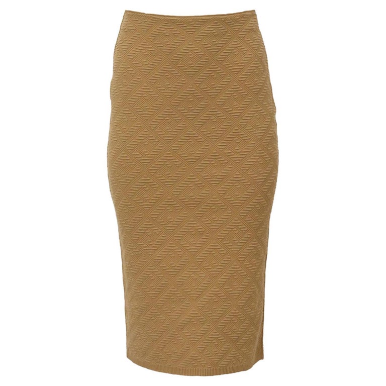 Fendi Ff Jacquard Stretch Knit Midi Skirt It 38 Uk 6 For Sale at 1stDibs