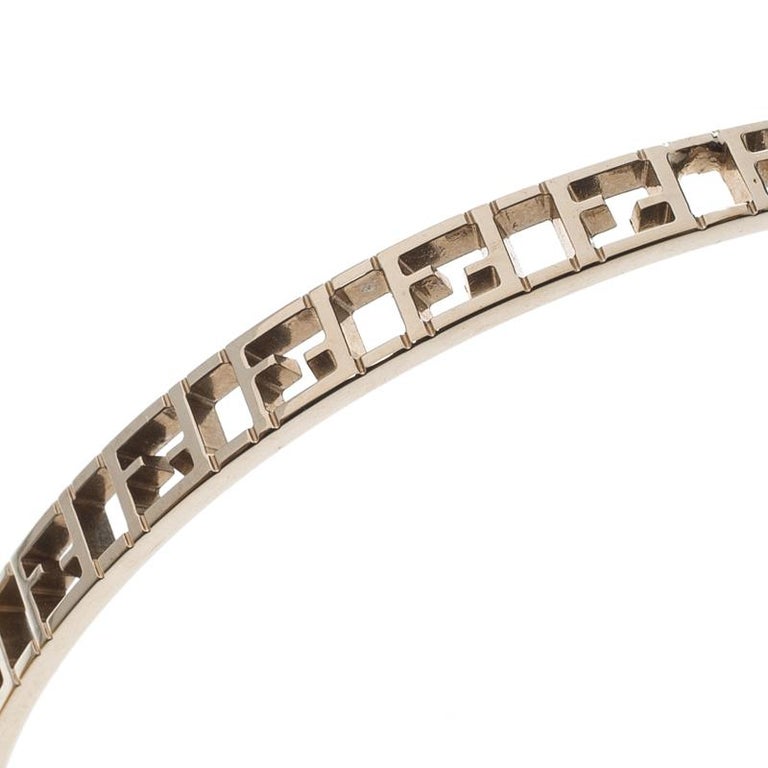 Fendi FF Logo Bicolor Gold Tone/Silver Tone Bangle Set For Sale at 1stDibs