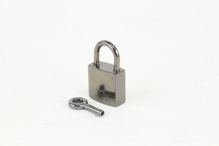 Fendi FF Logo Padlock and Key Lock Set Bag Charm 126f48 For Sale at 1stDibs