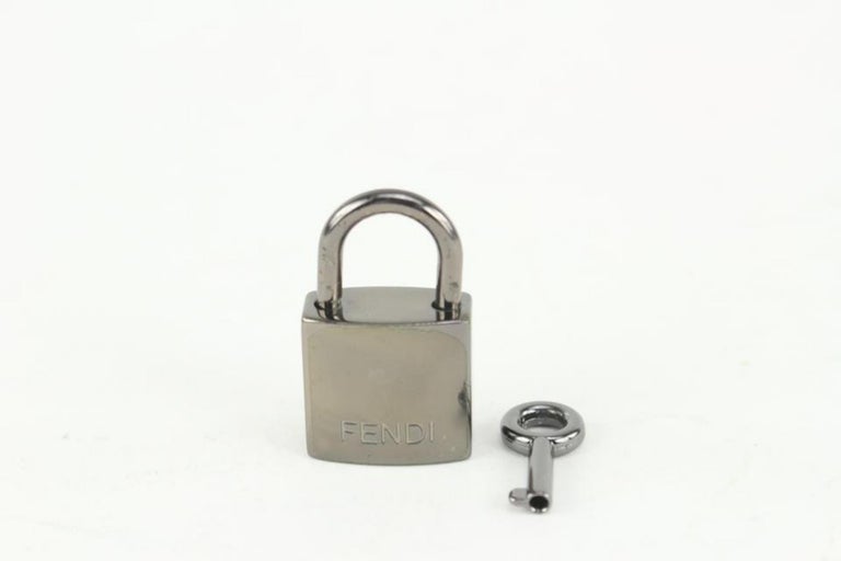Fendi FF Logo Padlock and Key Lock Set Bag Charm 126f48 For Sale at 1stDibs