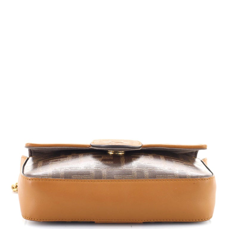 Fendi FF Logo Stamp Flap Bag Zucca Coated Canvas Mini For Sale at 1stDibs