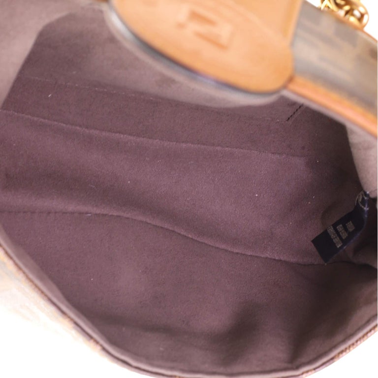 Fendi FF Logo Stamp Flap Bag Zucca Coated Canvas Mini For Sale at 1stDibs