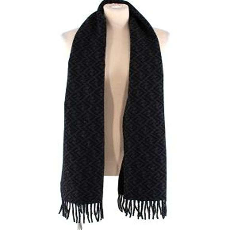 Fendi FF Monogram Black/Anthracite Cashmere Scarf For Sale at 1stDibs