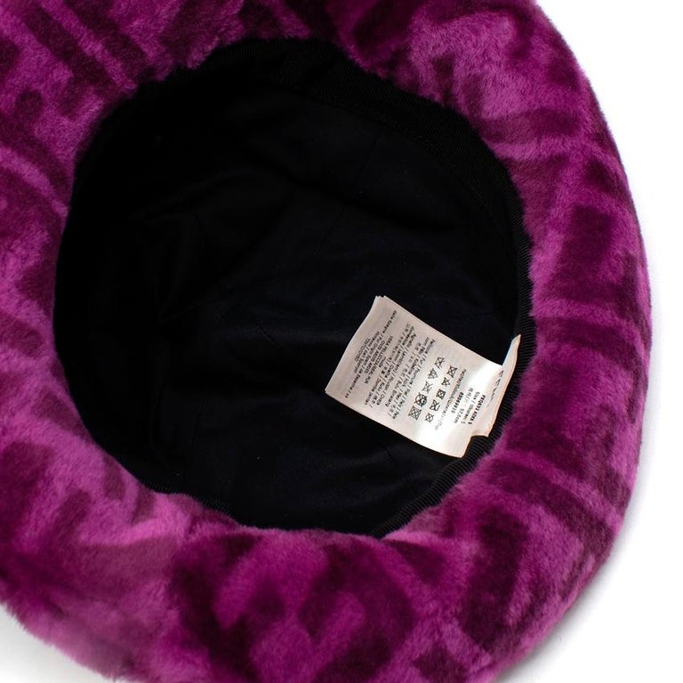 Fendi FF Monogram Purple Shearling Bucket Hat For Sale at 1stDibs