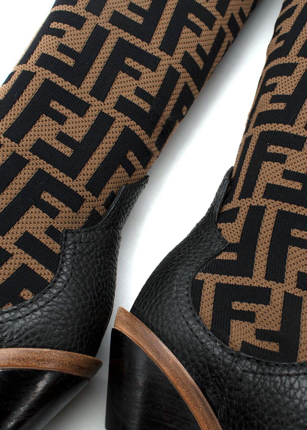 Fendi FF Stretch Knit Long Western Heeled Boots at 1stDibs | fendi ...