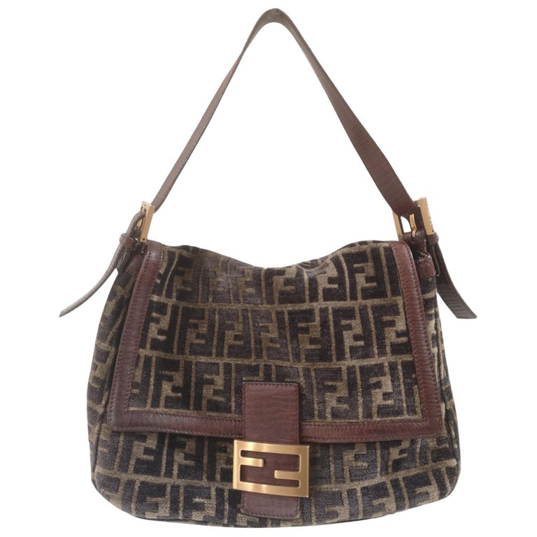 Fendi FF Suede and leather shoulder bag at 1stDibs