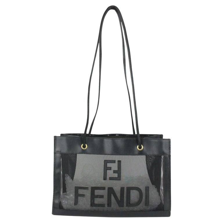 Fendi FF Zucca Black Mesh Shopper Tote 4FF330 For Sale at 1stDibs