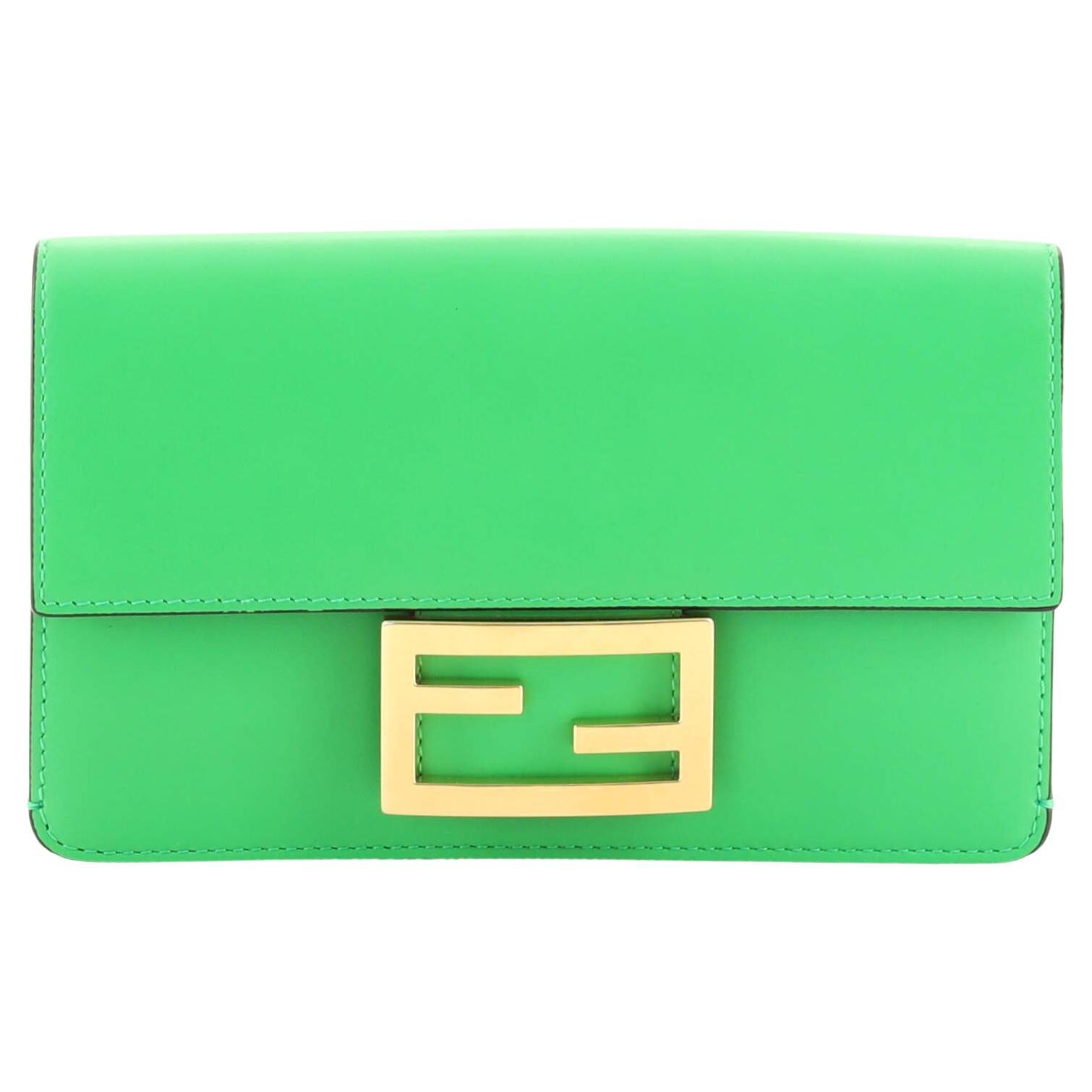 Fendi Metallic Green Leather Small Scalloped Kan I Shoulder Bag For ...