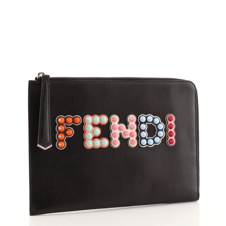 Fendi Flat Clutch Studded Leather at 1stDibs