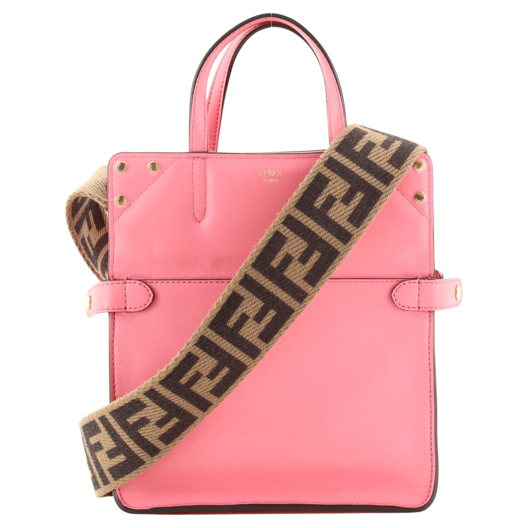 Fendi Roll Tote Ombre Zucchino Canvas Small For Sale at 1stDibs