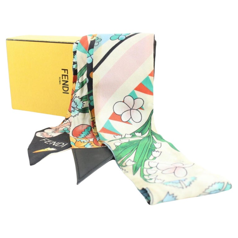 Fendi Floral Bandeau Silk Scarf 1FF0215 For Sale at 1stDibs