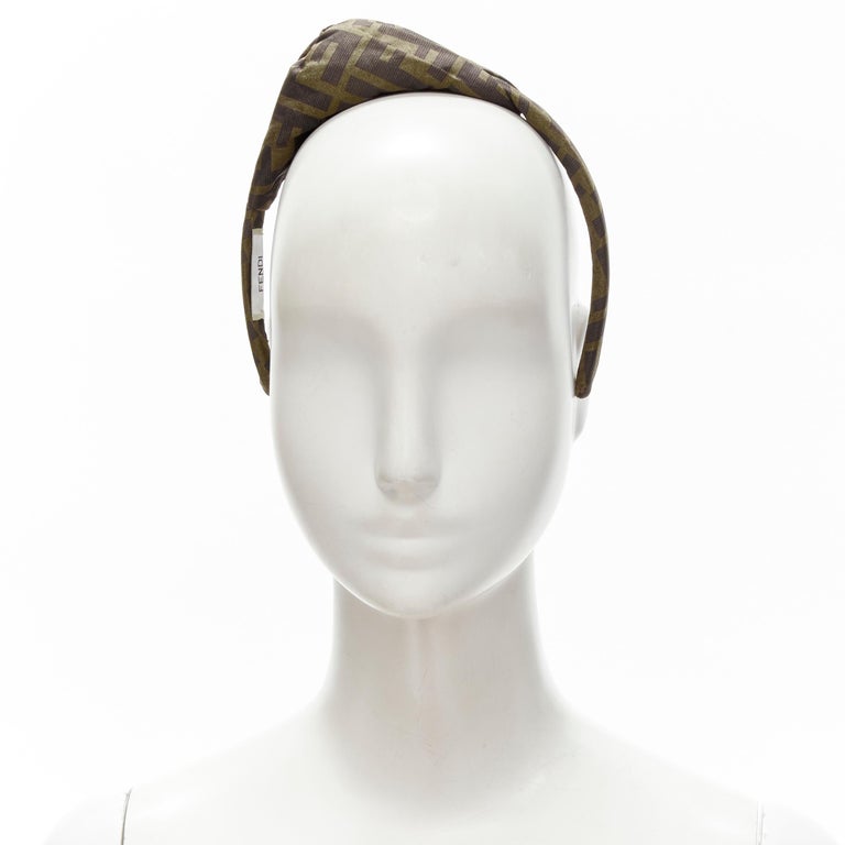 FENDI Forever FF brown Zucca monogram fabric rosette headband For Sale ...