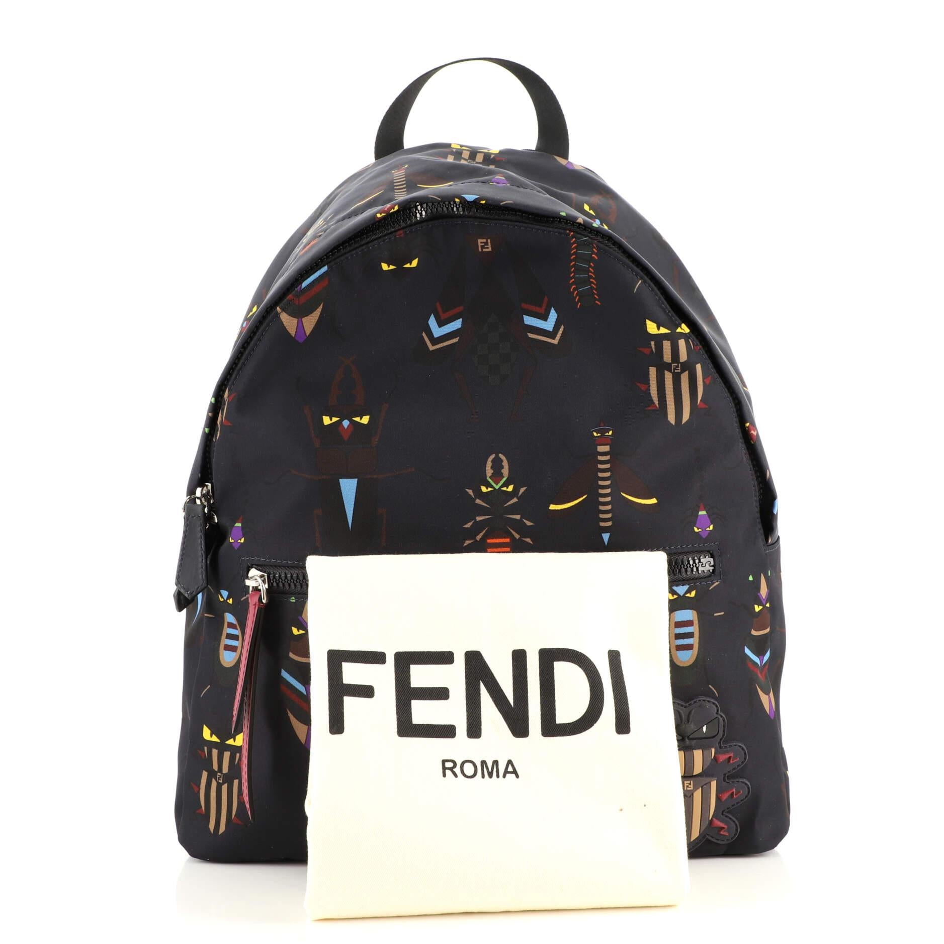 Fendi Front Pocket Backpack Printed Nylon Large at 1stDibs