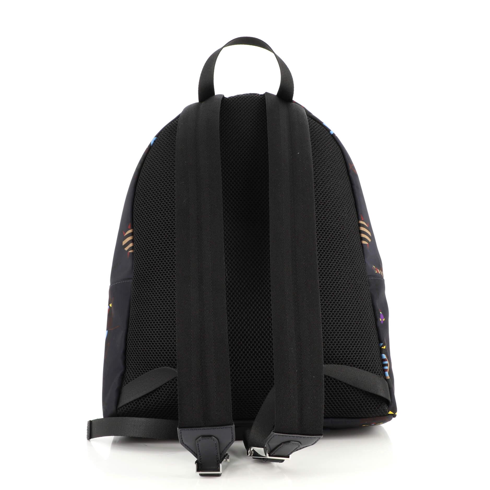 Fendi Front Pocket Backpack Printed Nylon Large at 1stDibs