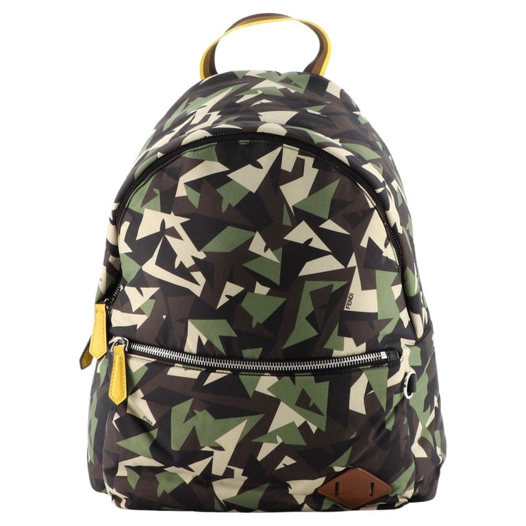 Fendi Front Pocket Backpack Printed Nylon Large For Sale at 1stDibs