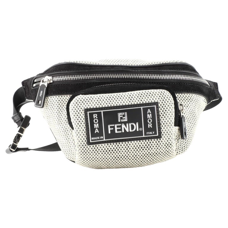 Fendi Front Pocket Waist Bag Mesh with Leather For Sale at 1stDibs