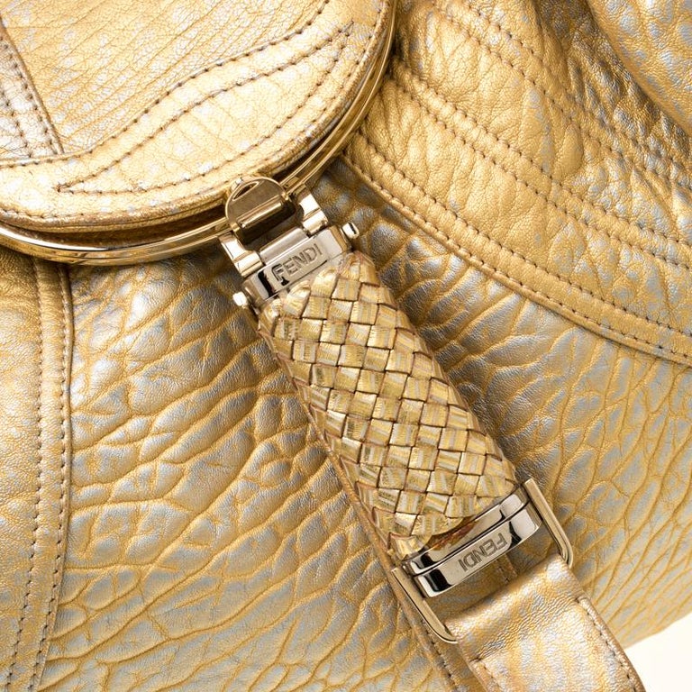 Fendi Gold Holographic Textured Leather Spy Bag at 1stDibs
