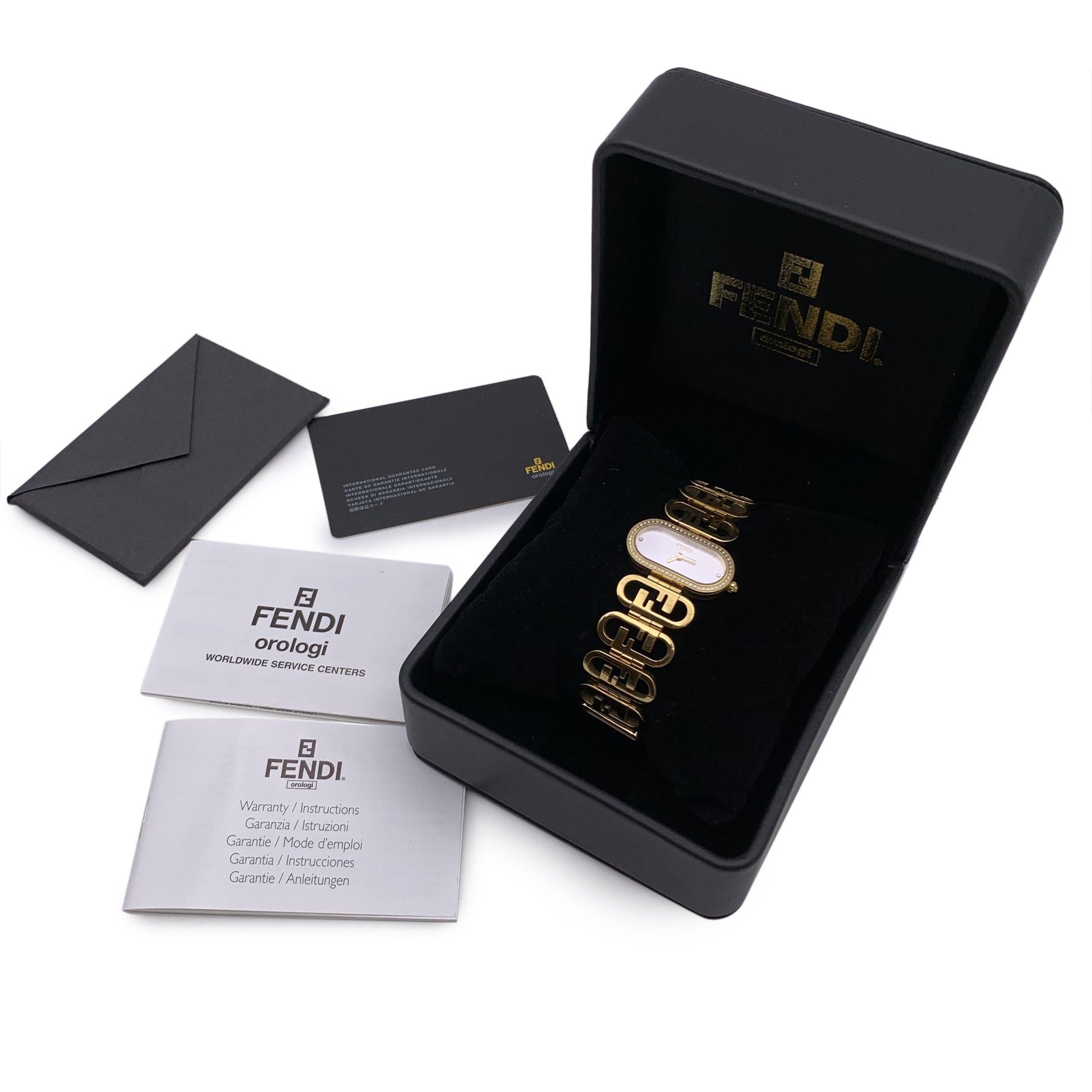 Fendi Gold Stainless Steel Diamonds O'Lock Horizontal Watch at 1stDibs