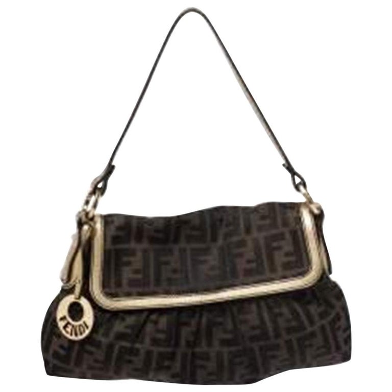 Fendi Gold/Tobacco Zucca Canvas and Leather Chef Shoulder Bag at 1stDibs | fendi jewelry
