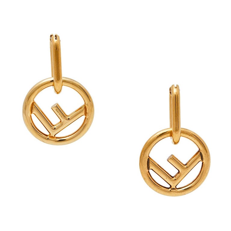 Fendi Gold Tone F Is Fendi Hoop Earrings at 1stDibs | fendi earrings ...