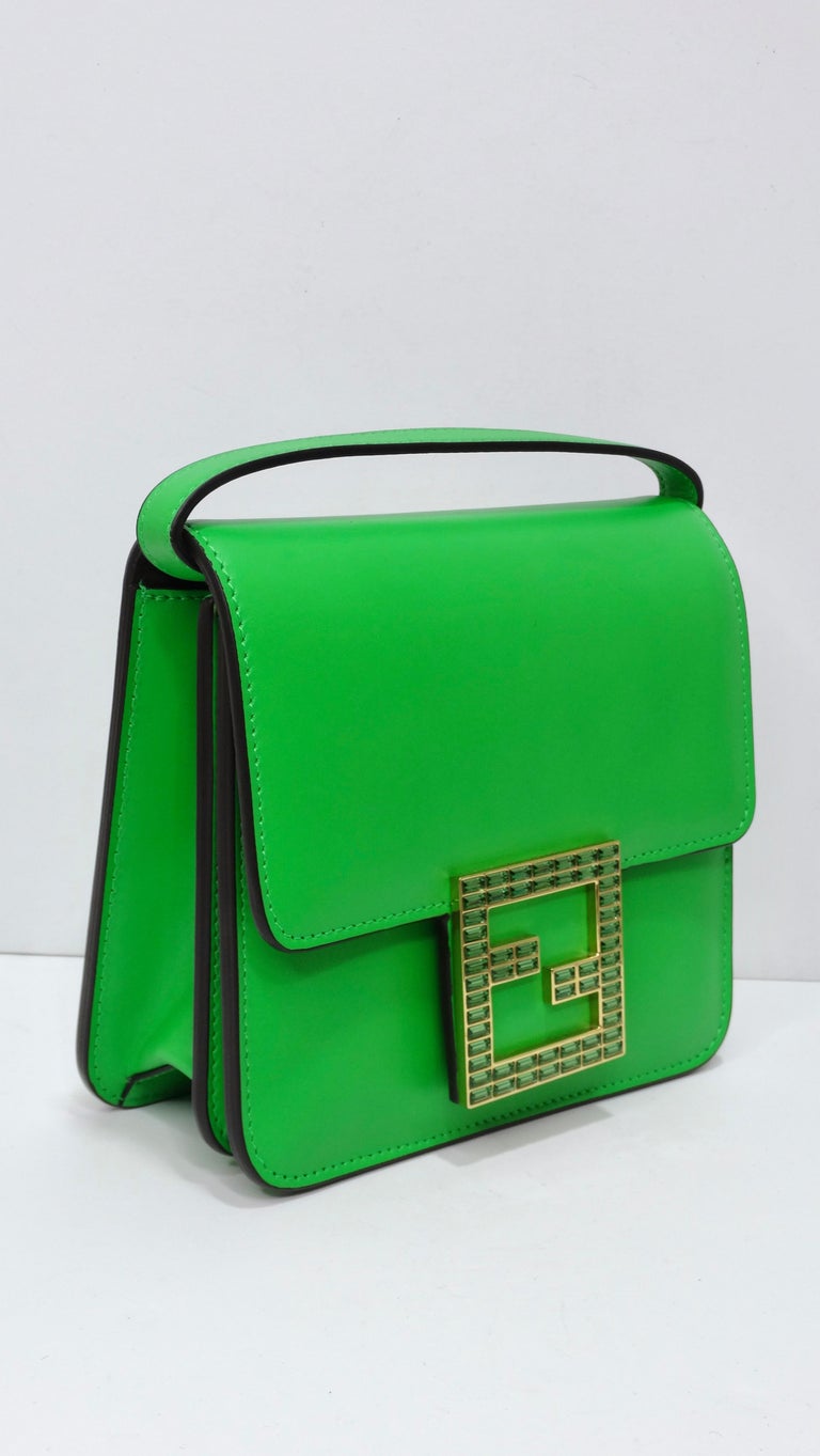 Fendi Green Crystal Logo Crossbody Box Bag For Sale at 1stDibs