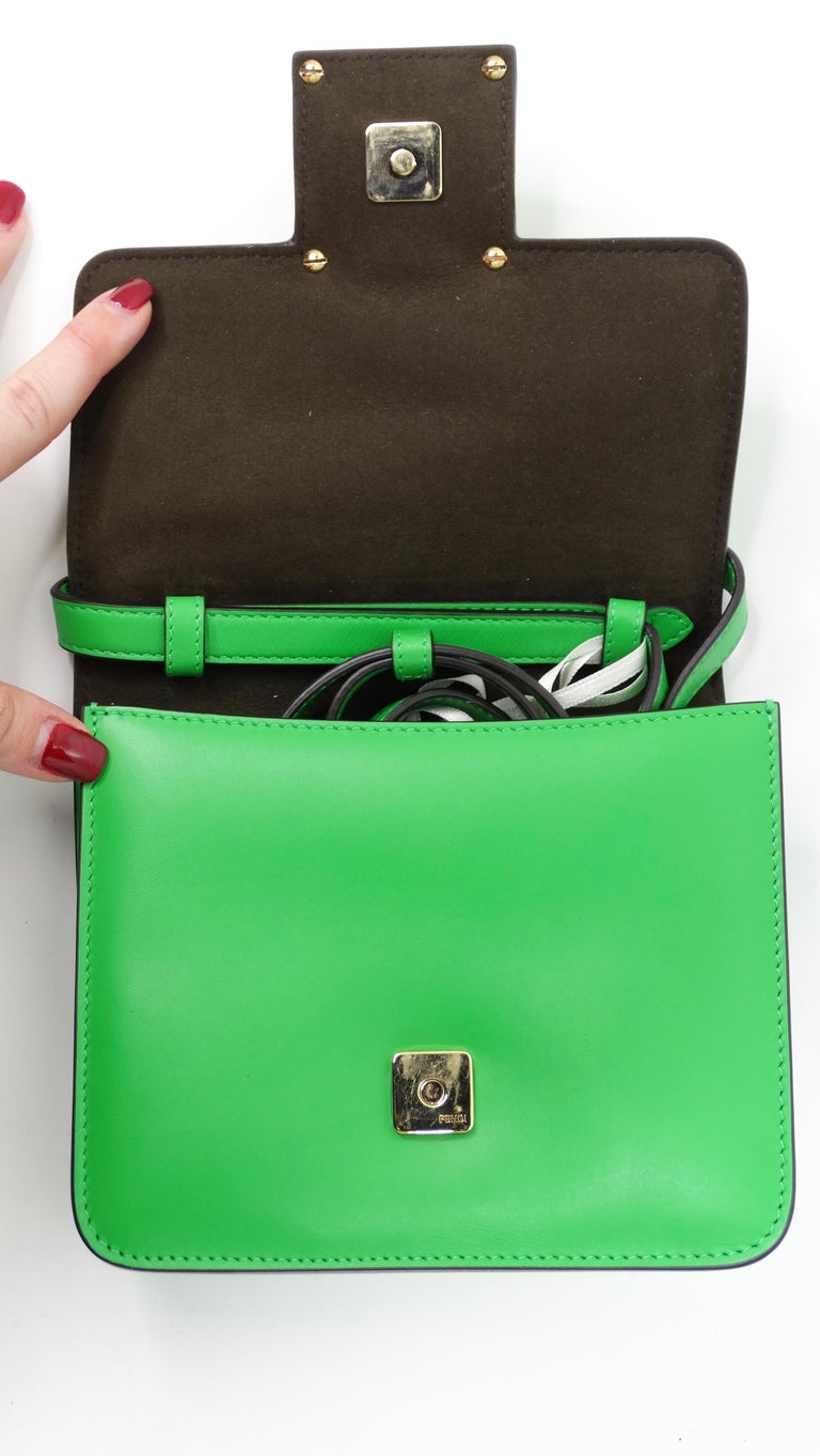 Fendi Green Crystal Logo Crossbody Box Bag For Sale at 1stDibs